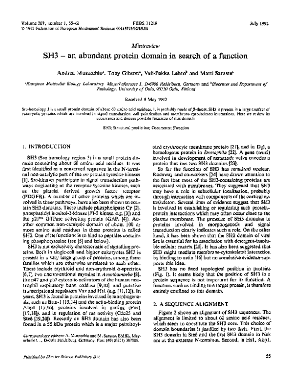 (PDF) SH3 — an abundant protein domain in search of a function