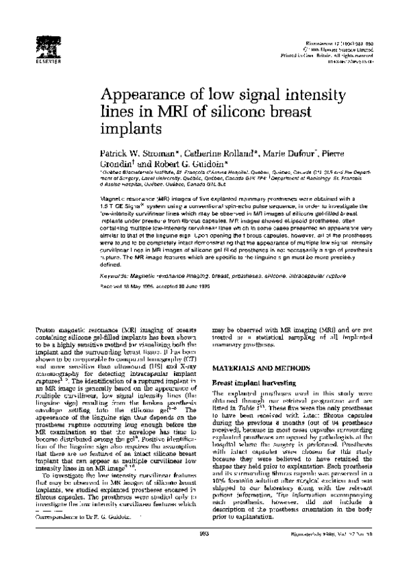 (PDF) Appearance of low signal intensity lines in MRI of silicone ...