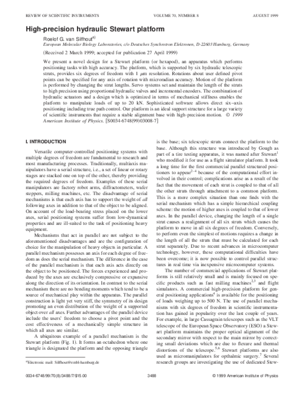 (PDF) A Simple Design Approach for an Electro-Hydraulic Stewart Platform Through Matlab ...