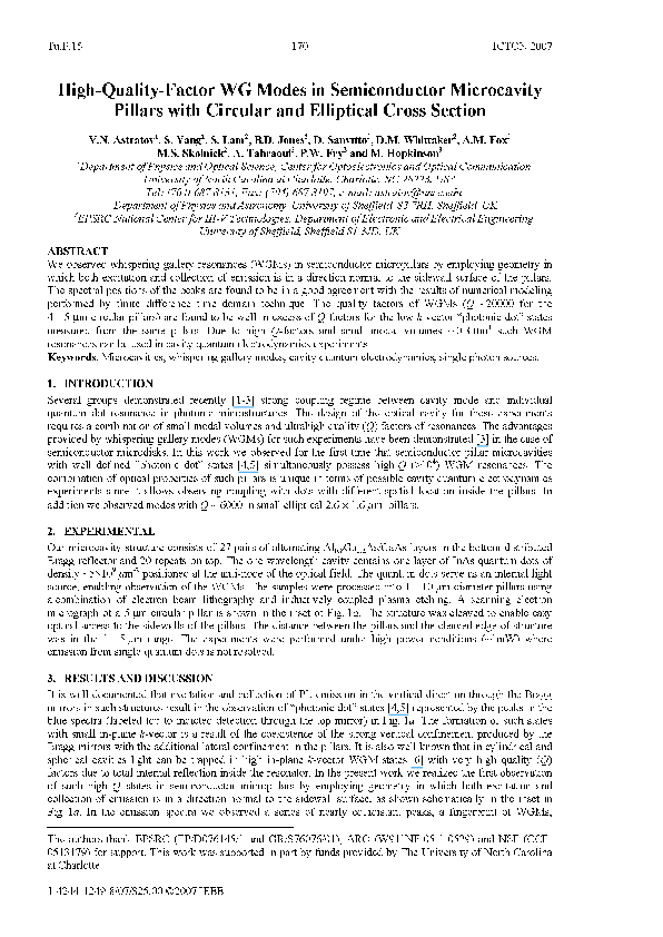 (PDF) High-quality-factor WG modes in semiconductor microcavity pillars ...