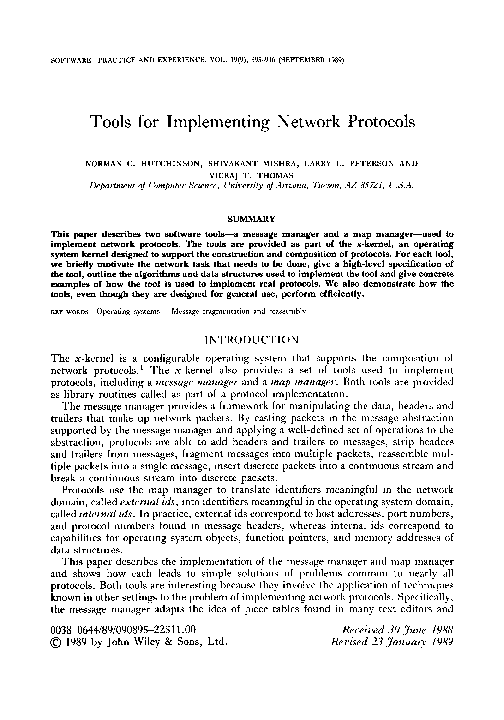 (PDF) Tools for implementing network protocols