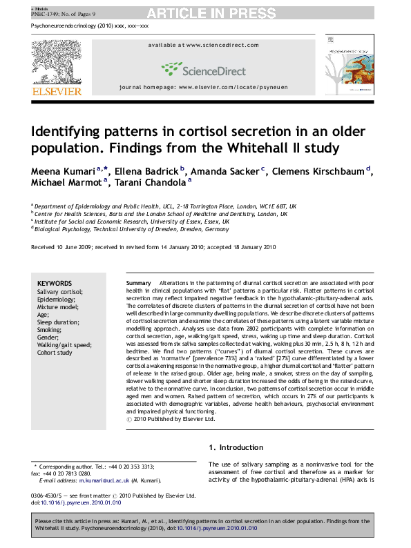 (PDF) Identifying patterns in cortisol secretion in an older population ...