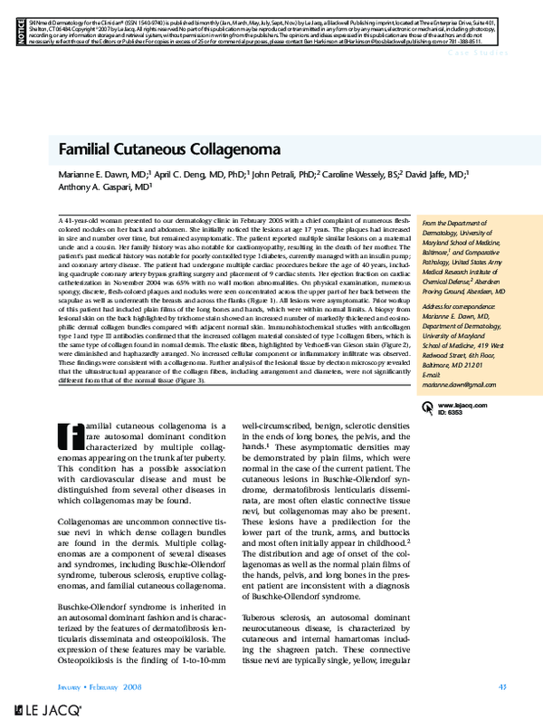 (PDF) Familial Cutaneous Collagenoma | Anthony Gaspari - Academia.edu