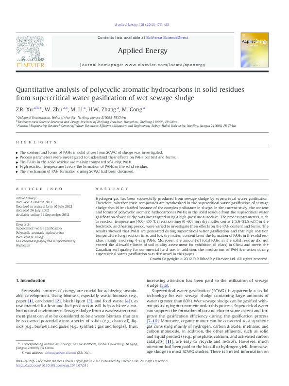 (PDF) Quantitative analysis of polycyclic aromatic hydrocarbons in sewage sludge from wastewater ...