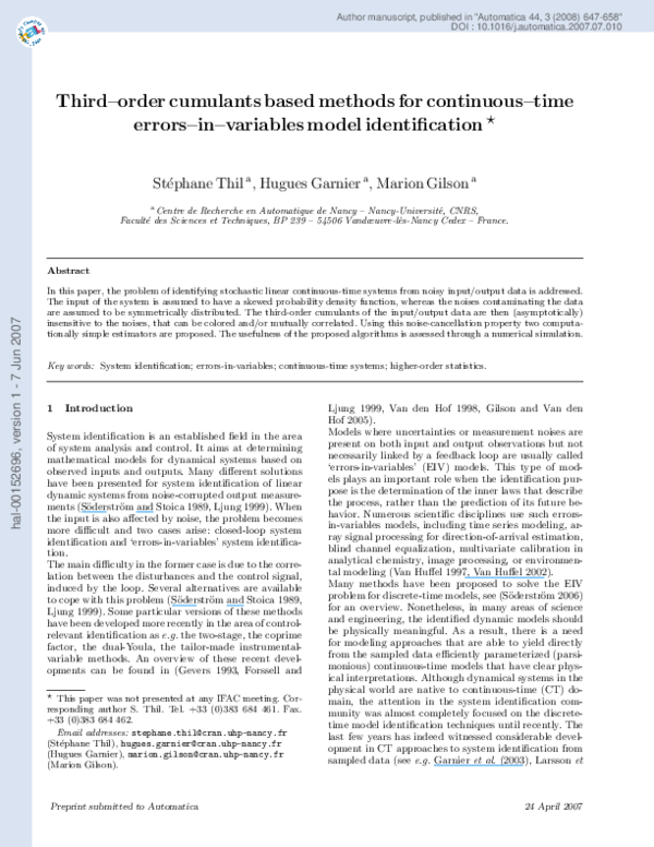(PDF) Third-order cumulants based methods for continuous-time errors-in ... (PDF) Third-order cumulants based methods for continuous-time errors-in ...