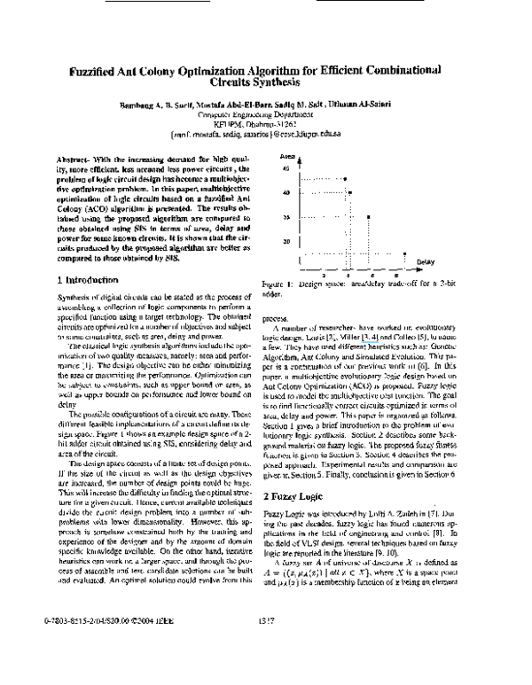 Pdf Fuzzified Ant Colony Optimization Algorithm For Efficient Combinational Circuits Synthesis