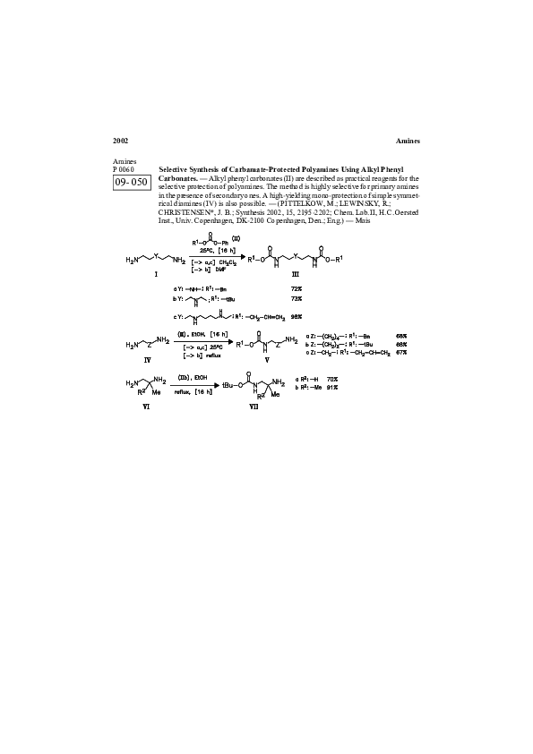 (PDF) Selective Synthesis of Carbamate Protected Polyamines Using Alkyl ...