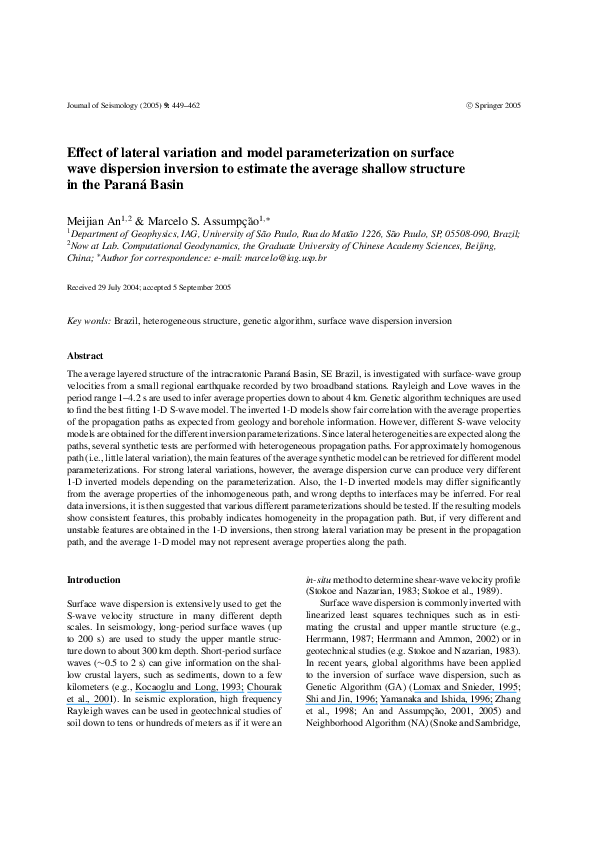 Pdf Effect Of Lateral Variation And Model Parameterization On Surface Wave Dispersion