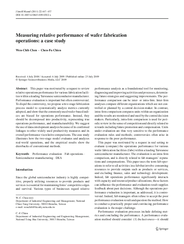 (PDF) Measuring relative performance of wafer fabrication operations: a ...