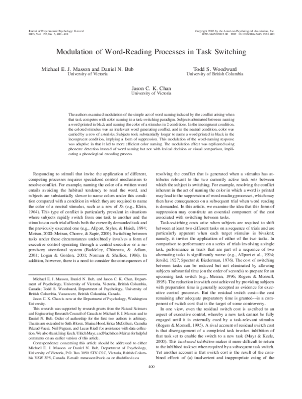 (PDF) Modulation of word-reading processes in task switching | Jason Chan - Academia.edu