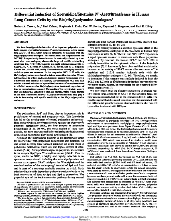 (PDF) Differential Induction of Spermidine/Spermine TV ...