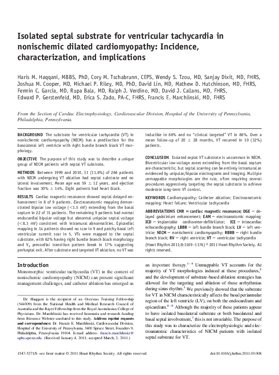 (PDF) Isolated septal substrate for ventricular tachycardia in ...