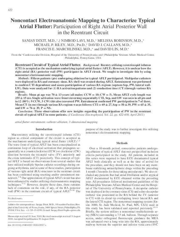 (PDF) Noncontact Electroanatomic Mapping to Characterize Typical Atrial ...