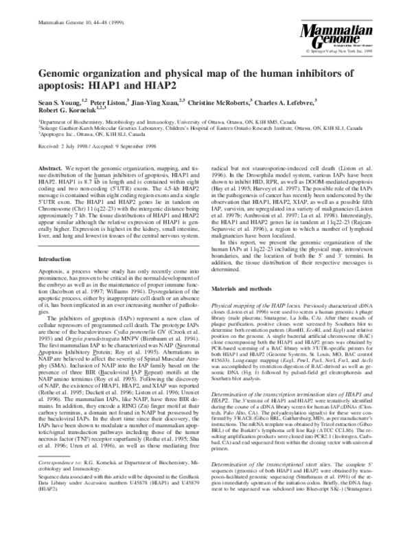 (PDF) Genomic organization and physical map of the human inhibitors of ...
