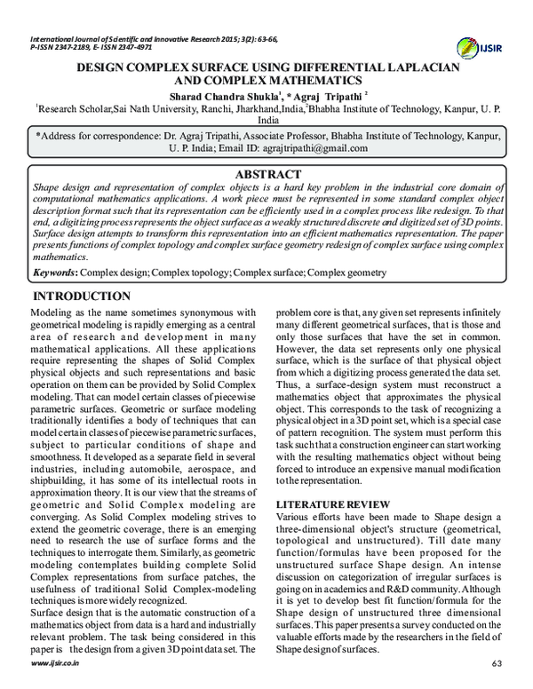 (PDF) DESIGN COMPLEX SURFACE USING DIFFERENTIAL LAPLACIAN AND COMPLEX ...