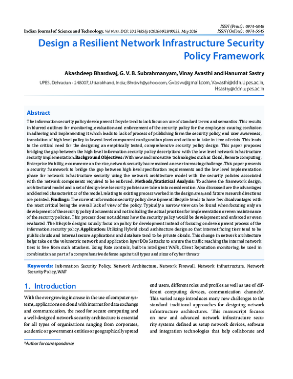 (PDF) Design a Resilient Network Infrastructure Security Policy Framework
