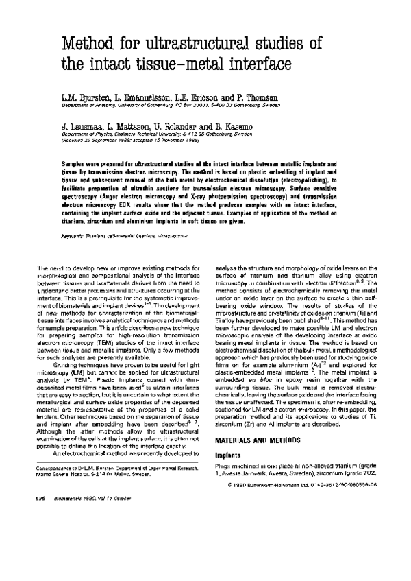 (PDF) Method for ultrastructural studies of the intact tissue-metal ...