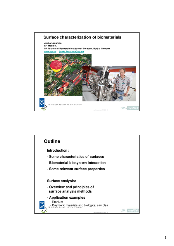 (PDF) Surface Characterization of Biomaterials (PDF) Surface Characterization of Biomaterials