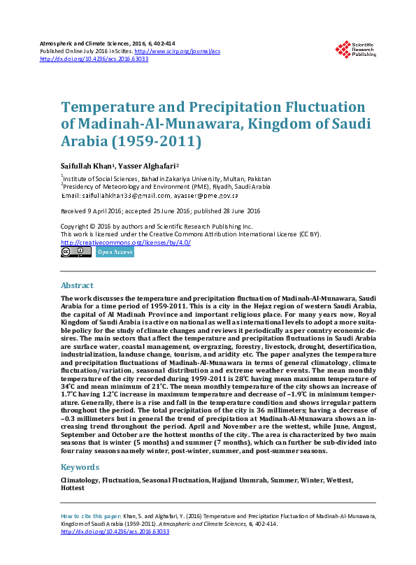 (PDF) Temperature and Precipitation Fluctuation of Madinah-Al-Munawara ...