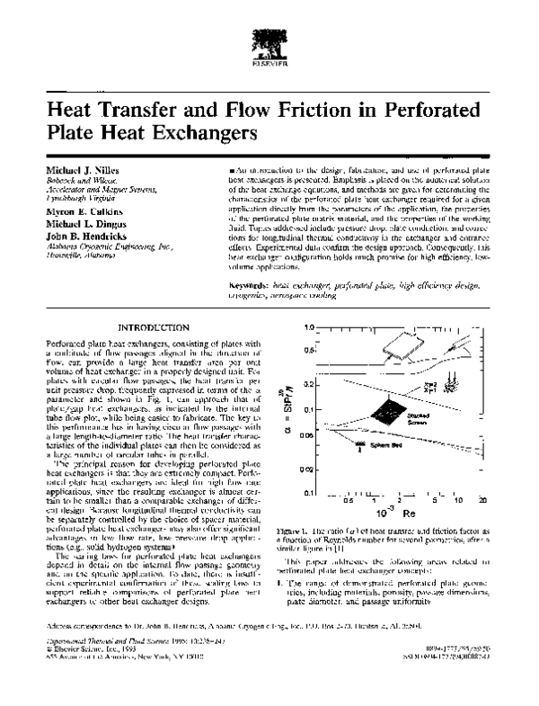 (PDF) Heat transfer and flow friction in perforated plate heat exchangers