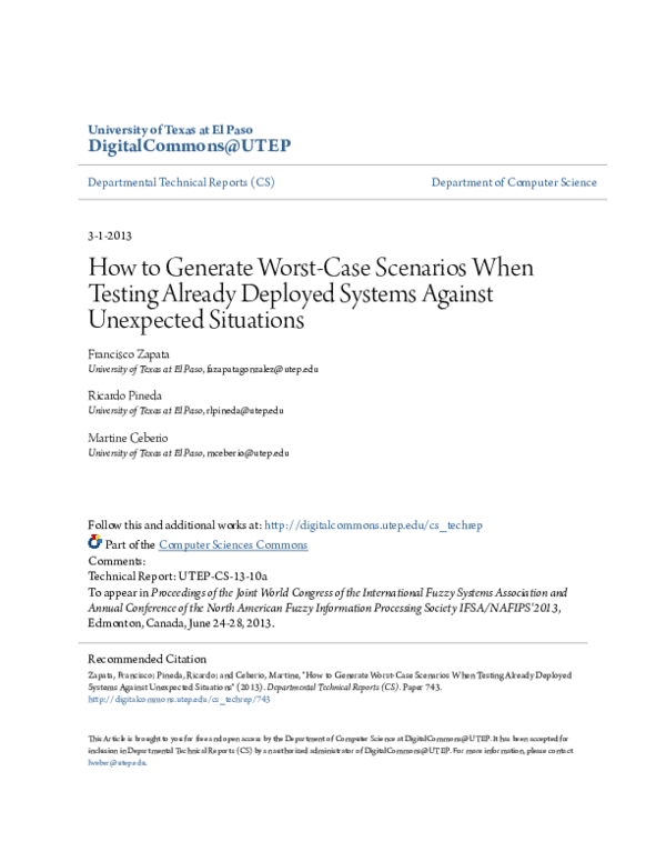 (PDF) How to generate worst-case scenarios when testing already ...
