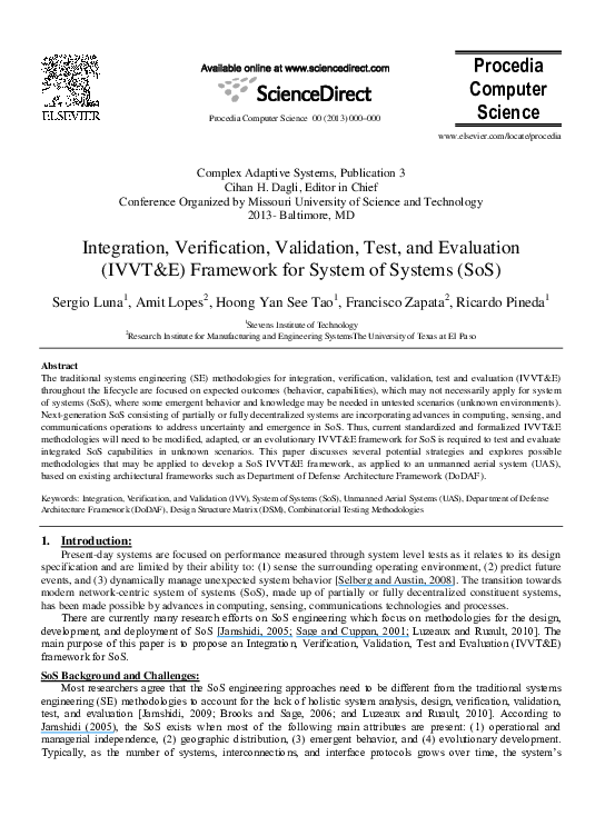 (PDF) Integration, Verification, Validation, Test, and Evaluation (IVVT ...