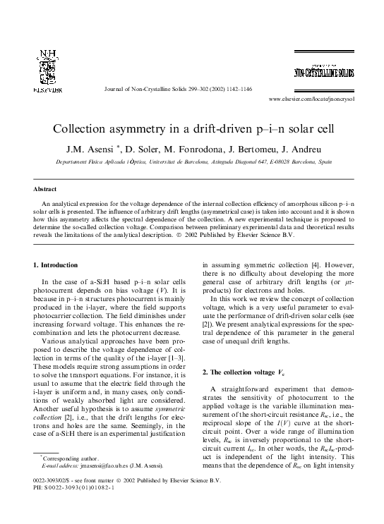 (PDF) Drift-Driven Asymmetry in p-i-n Solar Cell Collection Efficiency
