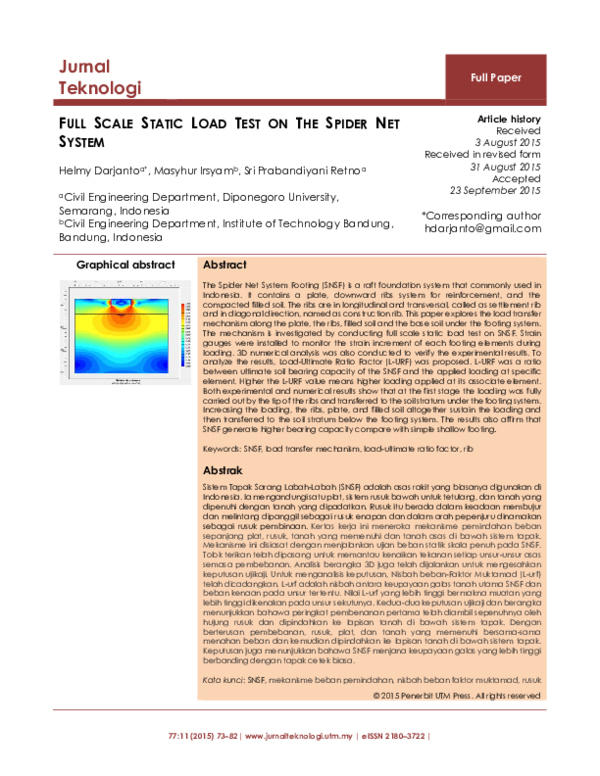 (PDF) FULL SCALE STATIC LOAD TEST ON THE SPIDER NET SYSTEM