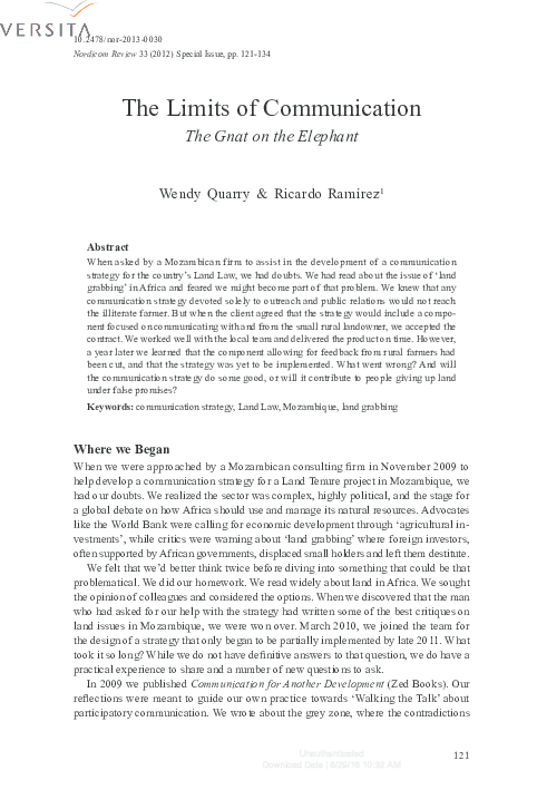 (PDF) The Limits of Communication
