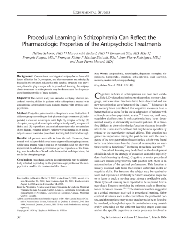 (PDF) Procedural Learning in Schizophrenia Can Reflect the ...