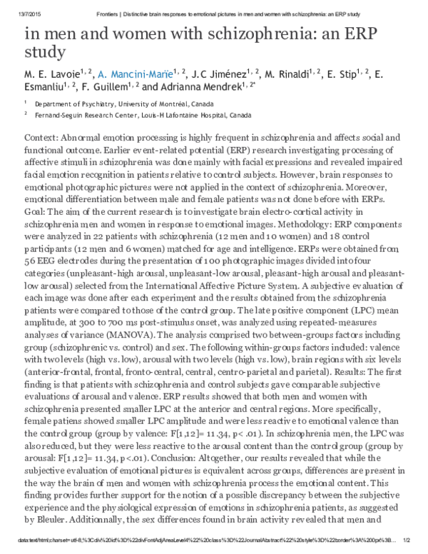 (PDF) Distinctive brain responses to emotional pictures in men and ...