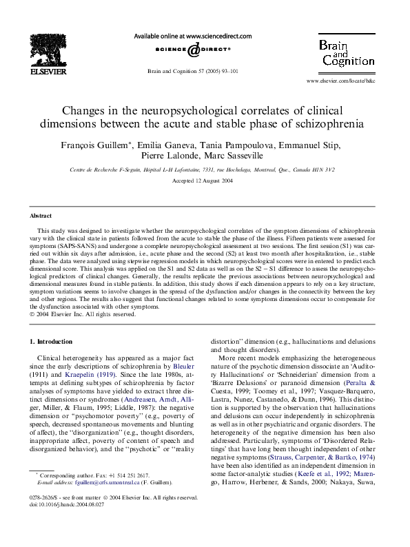(PDF) Changes in the neuropsychological correlates of clinical ...