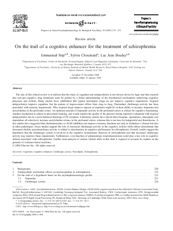 (PDF) On the trail of a cognitive enhancer for the treatment of ...