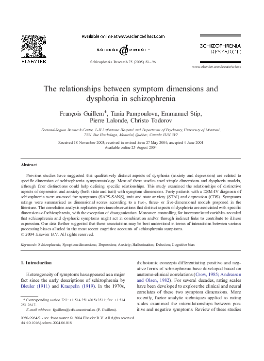 (PDF) The relationships between symptom dimensions and dysphoria in ...