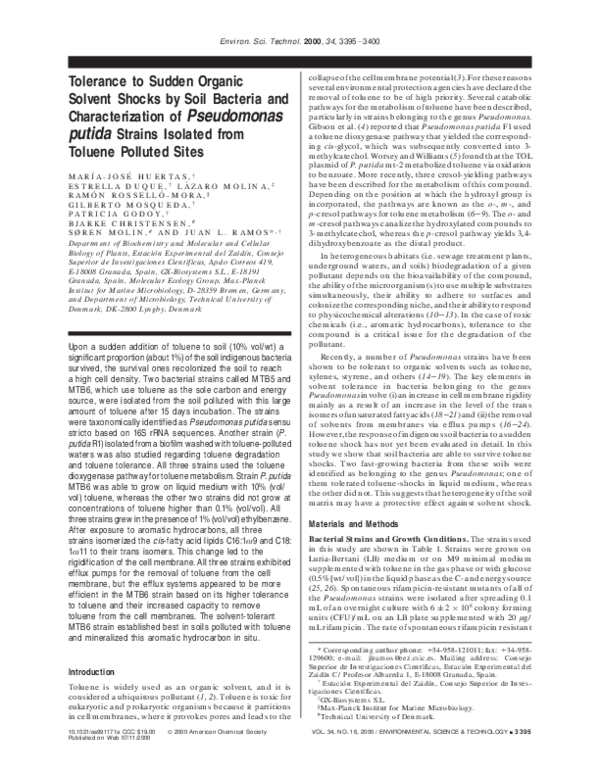 (PDF) Tolerance to Sudden Organic Solvent Shocks by Soil Bacteria and ...