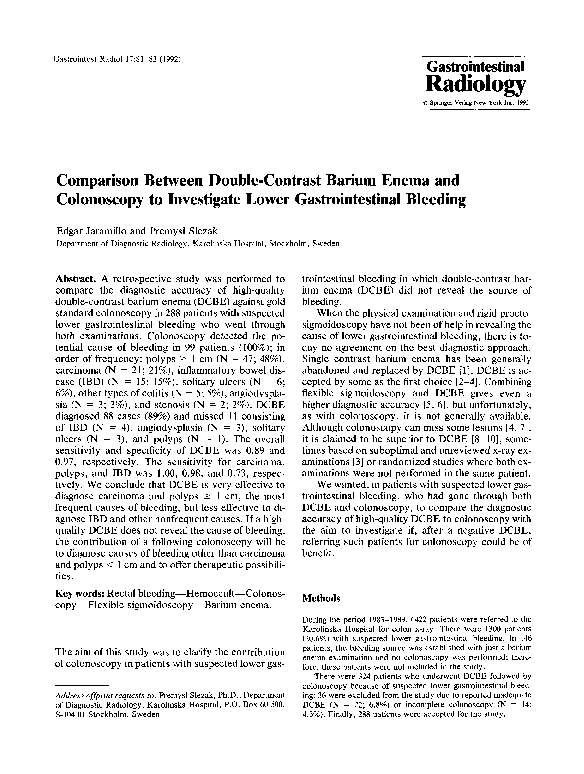 (PDF) Comparison between double-contrast barium enema and colonoscopy ...