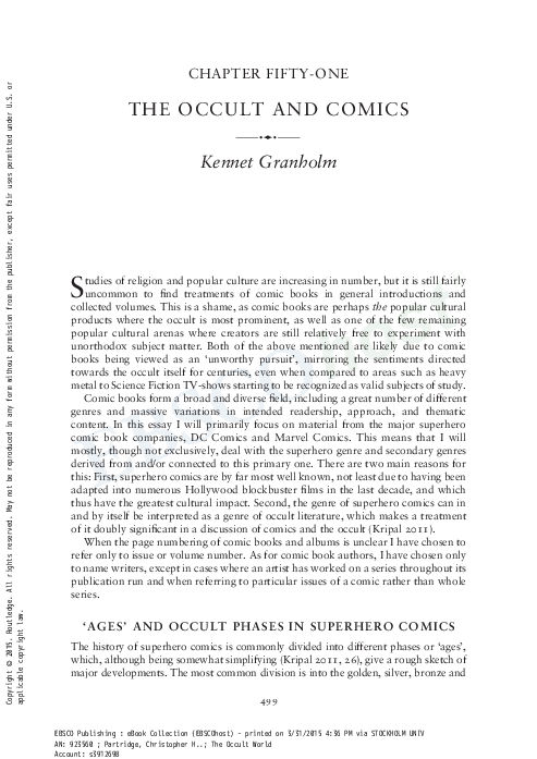 (PDF) The Occult and Comics