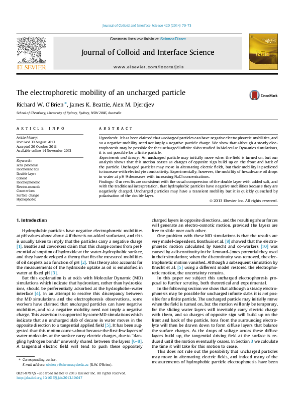(PDF) The electrophoretic mobility of an uncharged particle