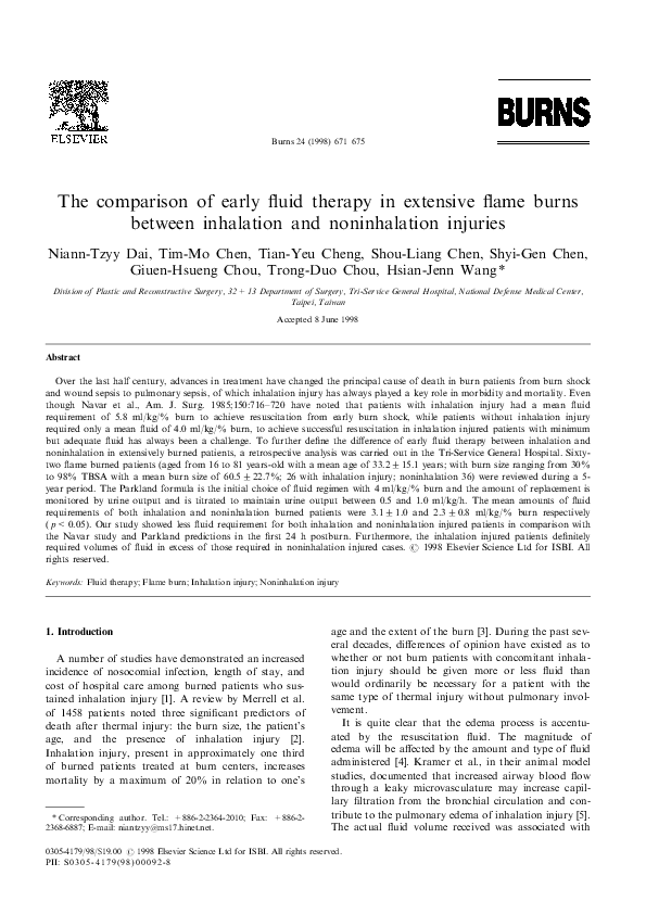 (PDF) The comparison of early fluid therapy in extensive flame burns ...