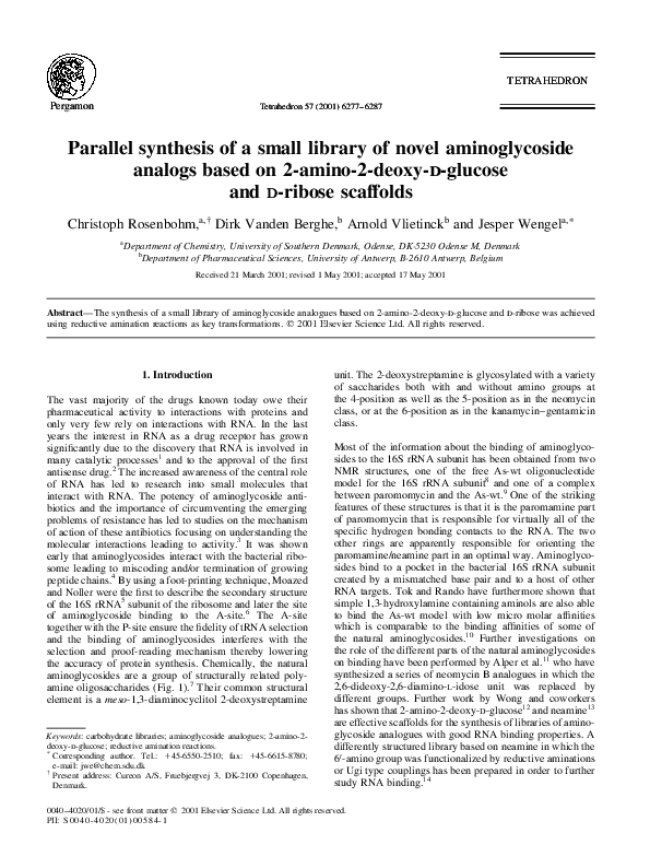 (PDF) Parallel synthesis of a small library of novel aminoglycoside ...