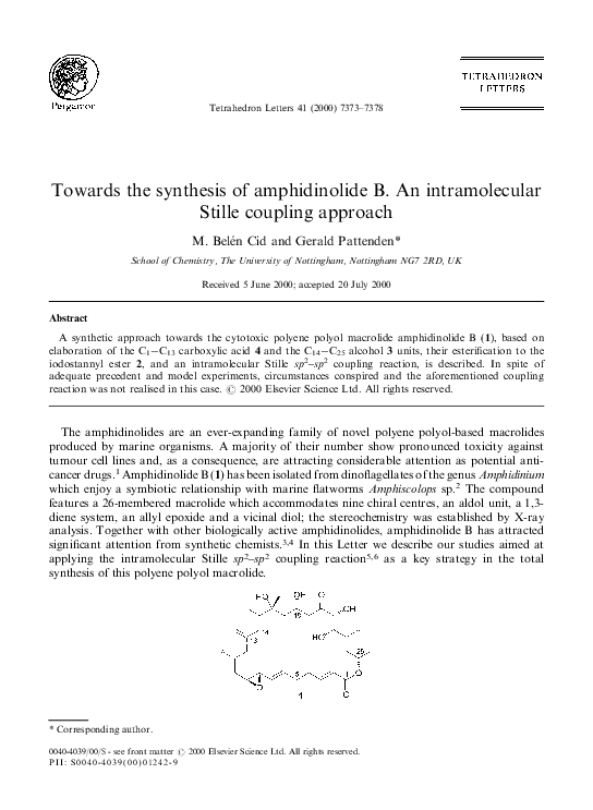 (PDF) Towards the synthesis of amphidinolide B. An intramolecular ...