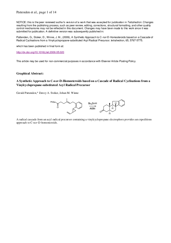 (PDF) A synthetic approach to C-nor-D-homosteroids based on a cascade ...