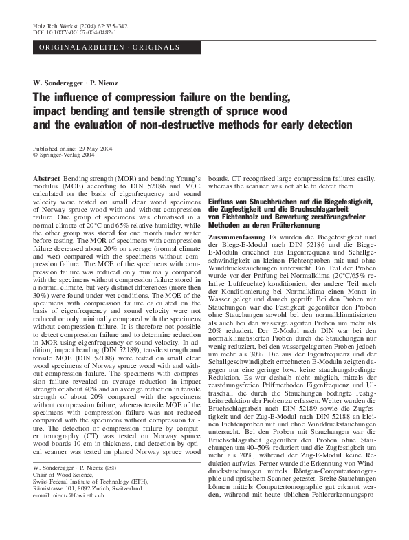 (PDF) The influence of compression failure on the bending, impact ...