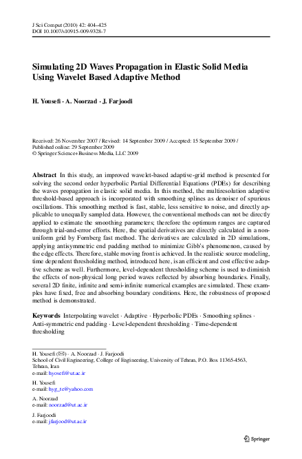 Pdf Simulating 2d Waves Propagation In Elastic Solid Media Using