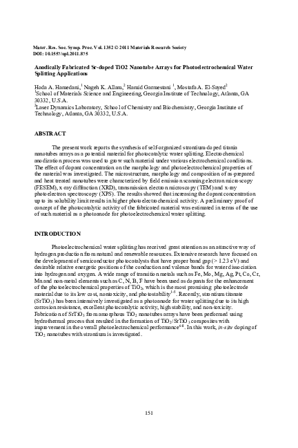 Pdf Ta Doped Tio2nanotubes For Enhanced Solar Light