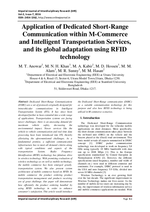 (PDF) Application of Dedicated Short-Range Communication within M ...