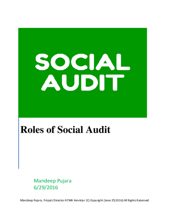 (PDF) Roles of Social Audit