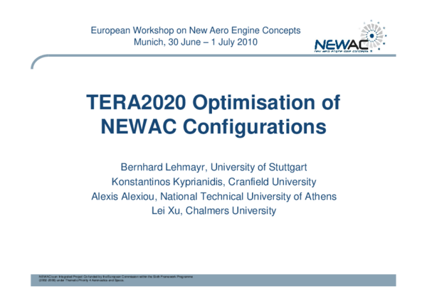 (PDF) TERA2020 - Optimisation of NEWAC Configurations
