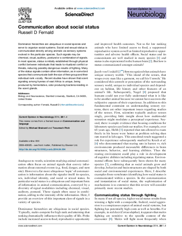 (PDF) Communication about social status