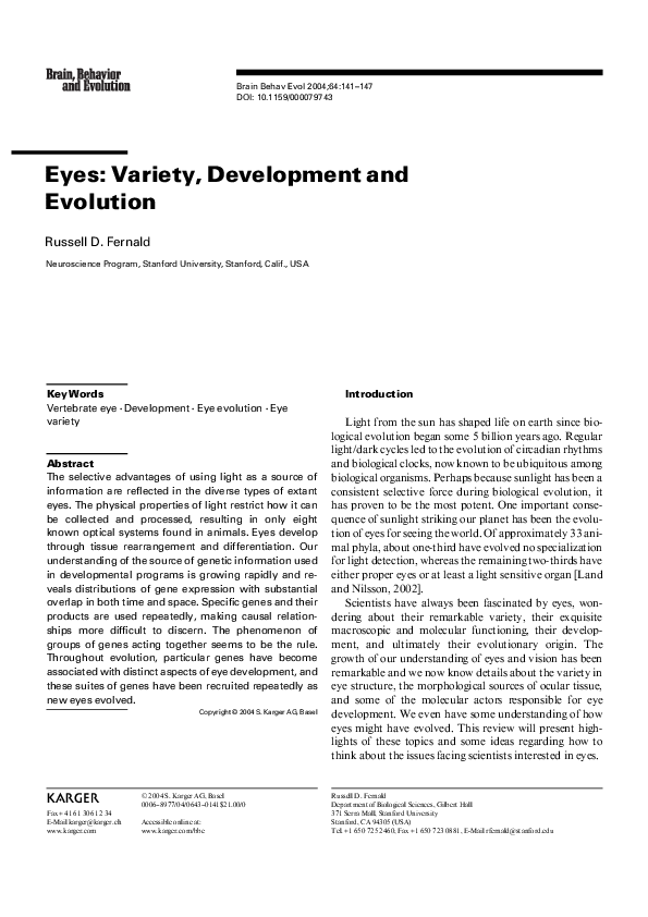 (PDF) Eyes: Variety, Development and Evolution
